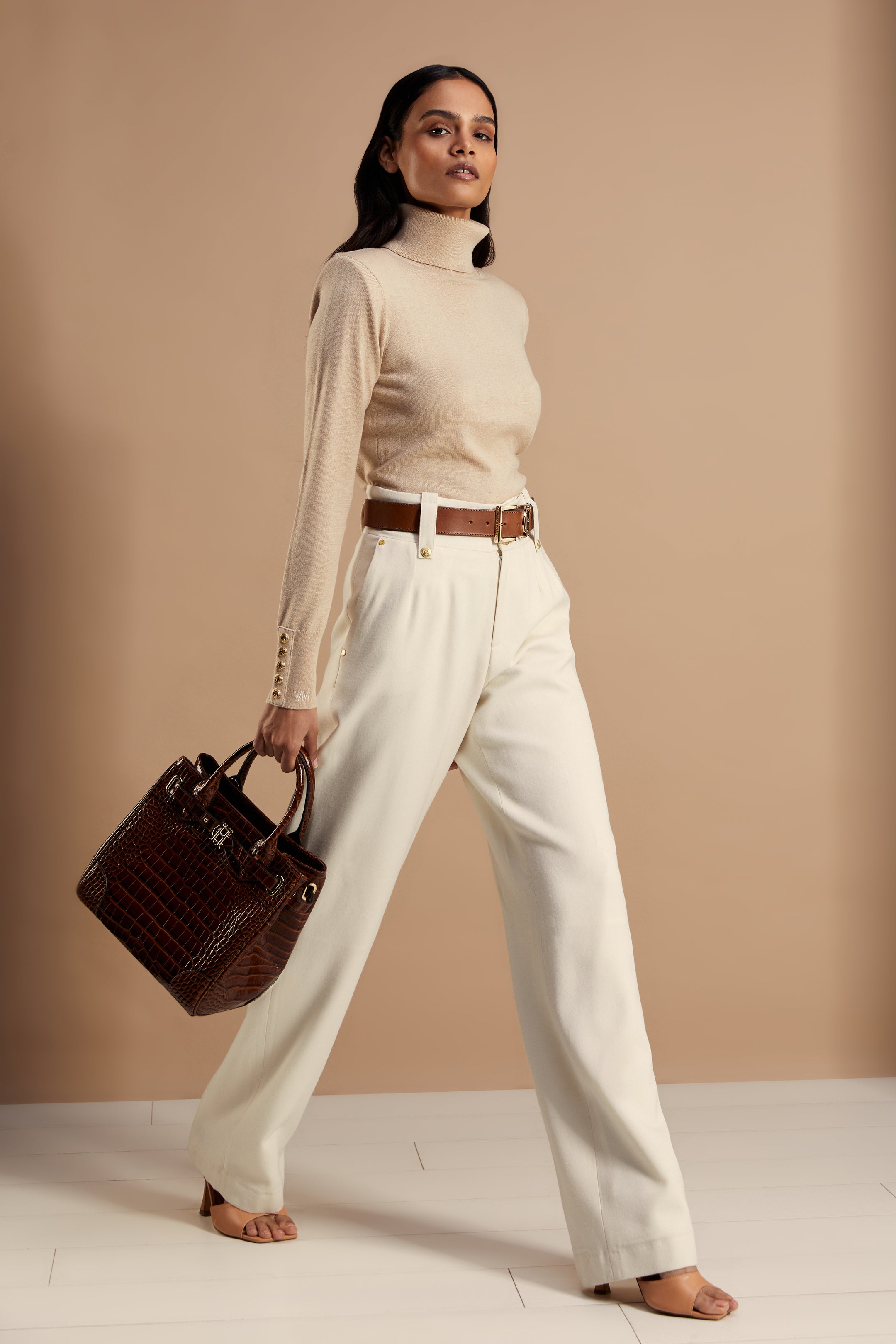 Victoria Cashmere Roll Neck (Stone) – Holland Cooper