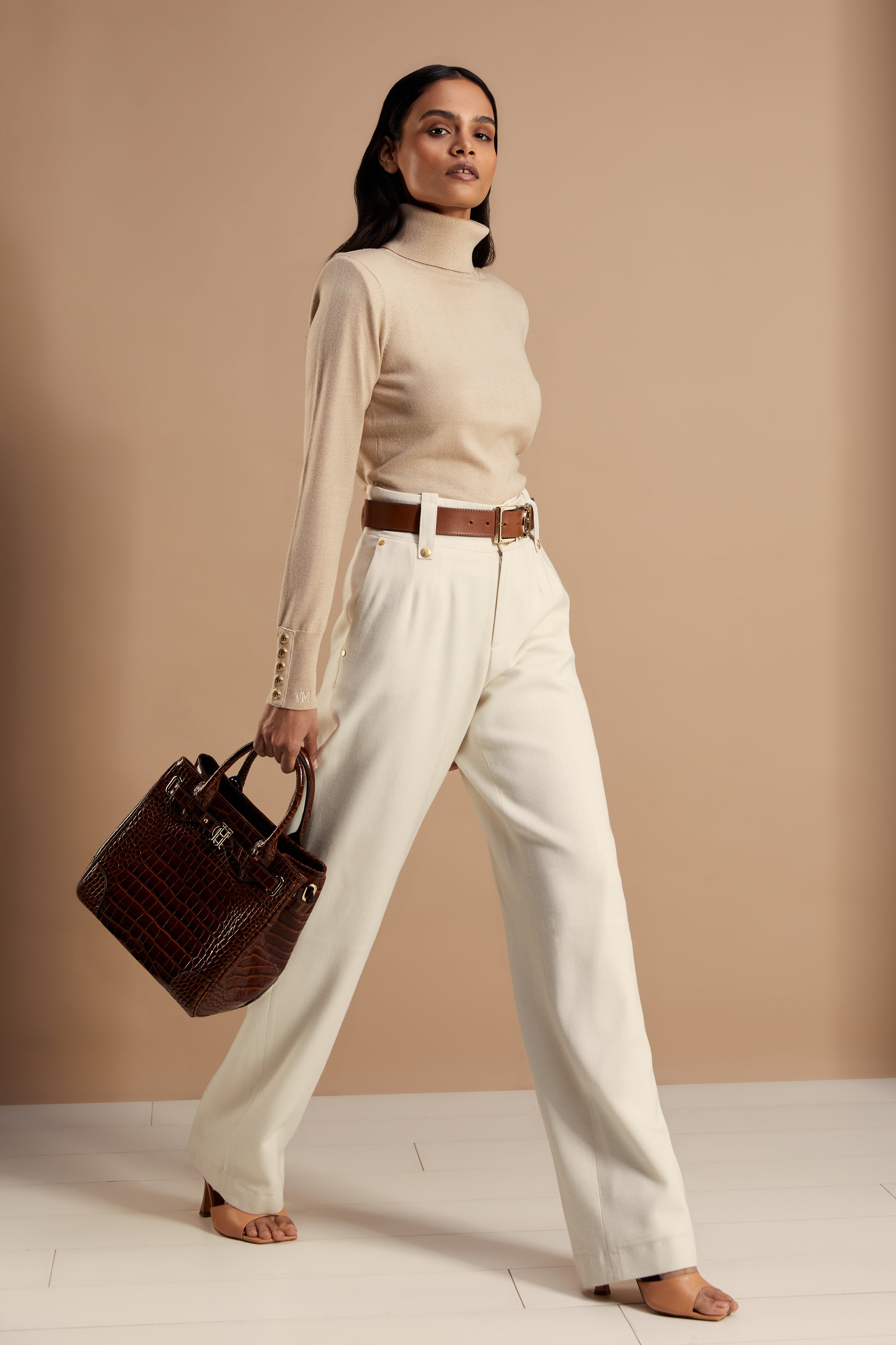 Victoria Cashmere Roll Neck (Stone) – Holland Cooper