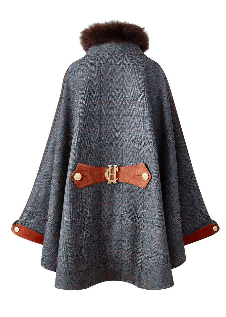 Chiltern Cape (Mid Blue Check) – Holland Cooper