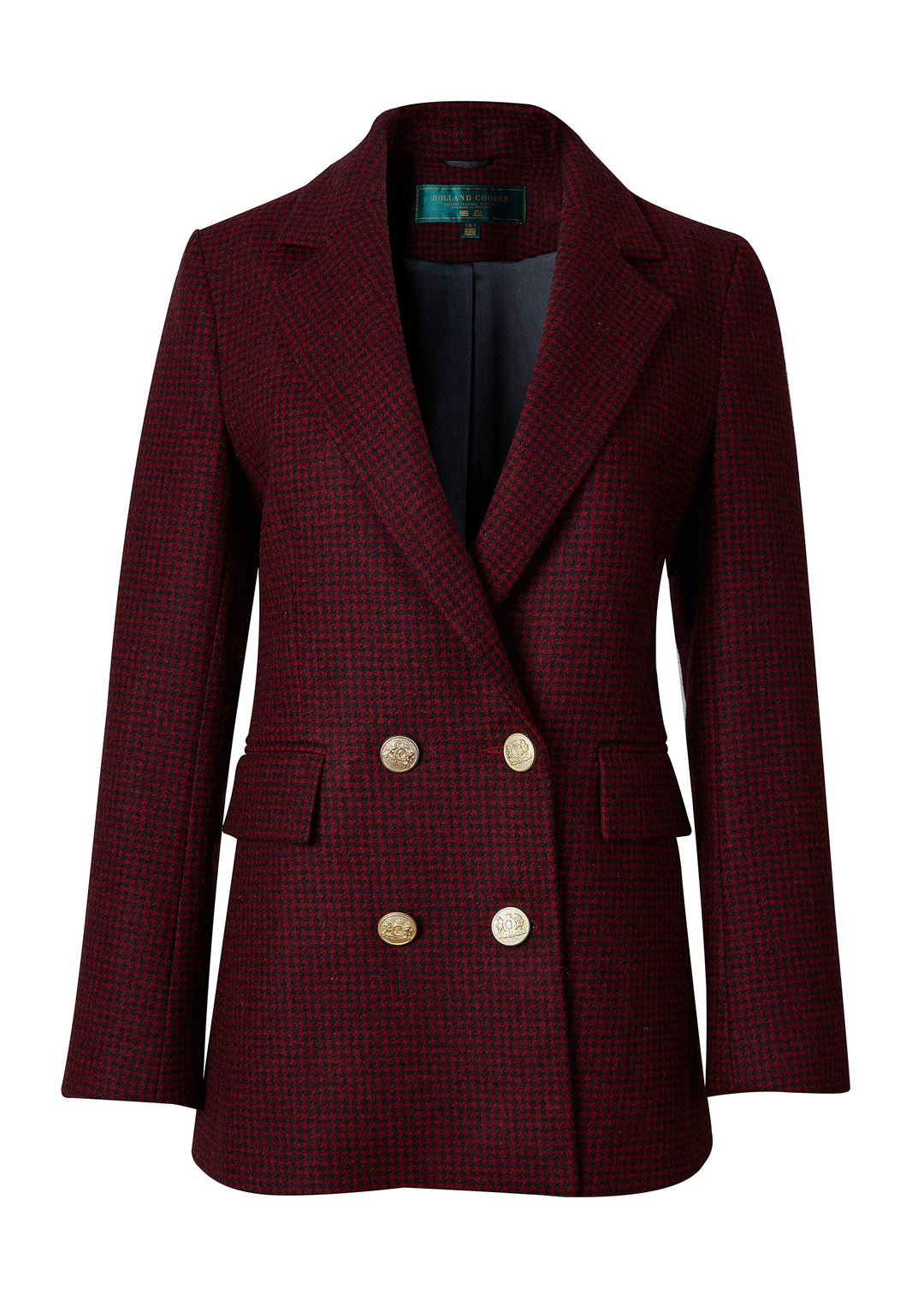 Double Breasted Blazer (Deep Red Houndstooth) – Holland Cooper