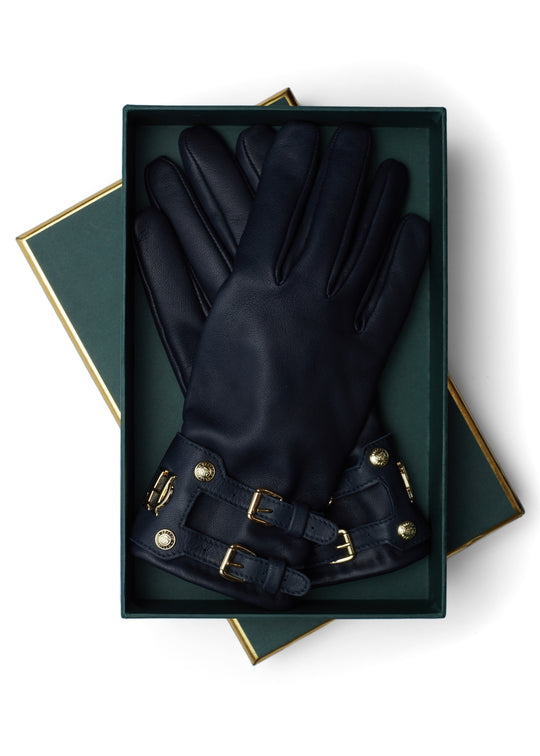 Monogram Leather Gloves (Ink Navy) – Holland Cooper