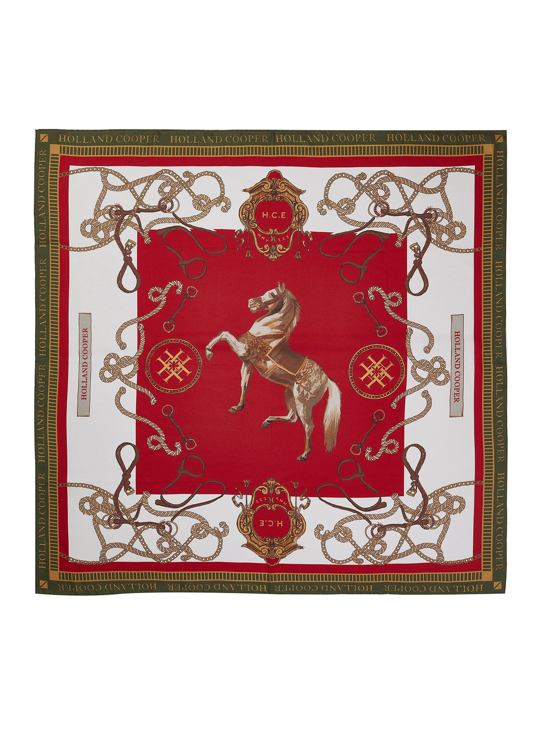 Regal Horse Silk Scarf (Racing Green Heritage Red) – Holland Cooper