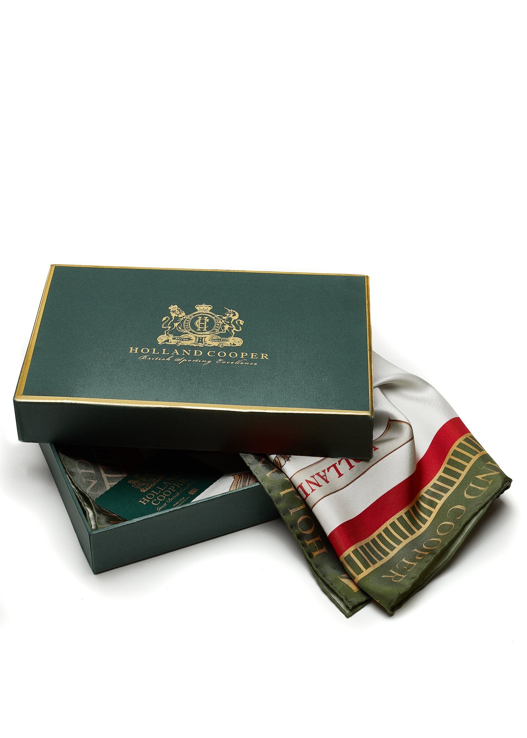 Regal Horse Silk Scarf (Racing Green Heritage Red) – Holland Cooper