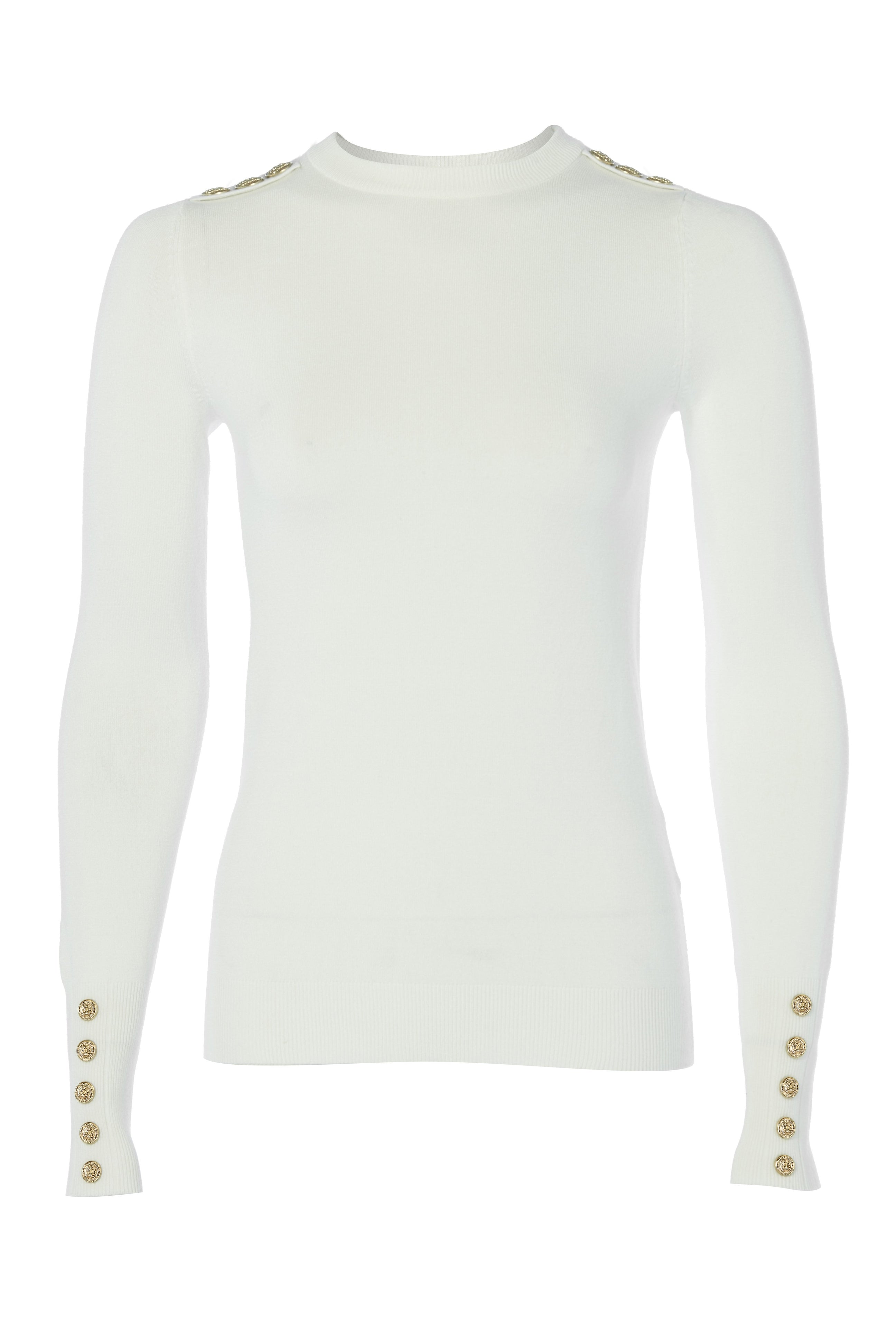 Buttoned Knit Crew Neck (Cream) – Holland Cooper