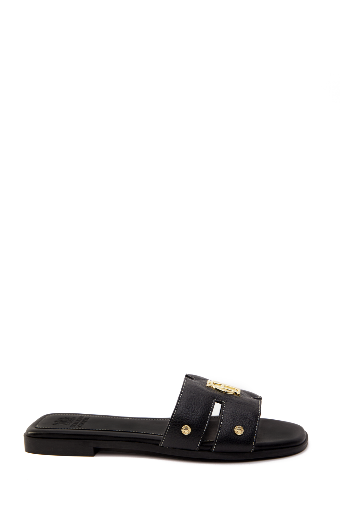Monogram Slides (Black Leather) – Holland Cooper